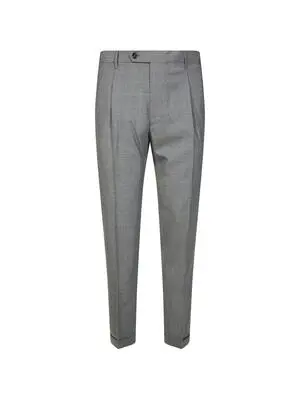 BERWICH Pleated Turn-up Trousers - Grey