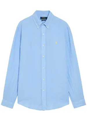 Polo Ralph Lauren Logo-embroidered Linen Shirt - Blue