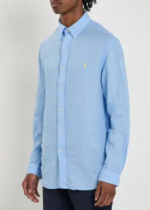 Polo Ralph Lauren Logo-embroidered Linen Shirt - Blue