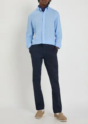 Polo Ralph Lauren Logo-embroidered Linen Shirt - Blue