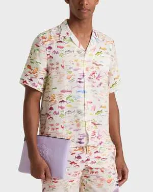 Vilebrequin Linen Bowling Shirt Pescador X Fabrice Hyber Shirt Charli