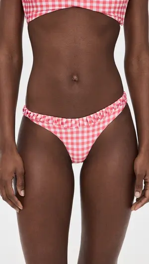Peixoto Millie Bikini Bottoms Gingham Checkered Ruffle Waist