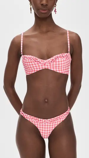 Peixoto Millie Bikini Bottoms Gingham Checkered Ruffle Waist