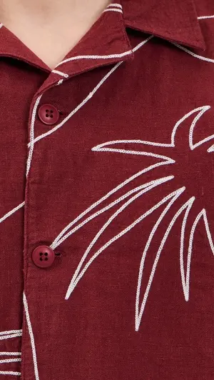 FAR AFIELD Veloso Embroide Palm Shirt - Red
