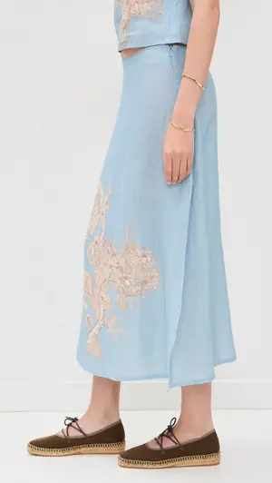Las Surenas Savannah Skirt With Animal And Botanical Print