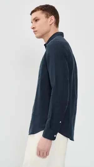 Portuguese Flannel Linen Shirt - Navy
