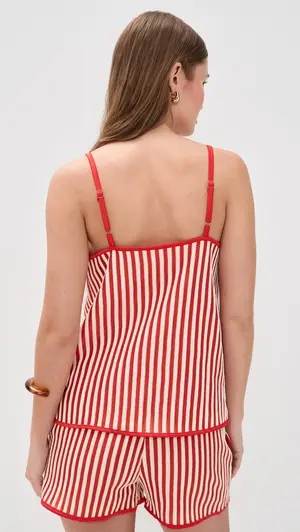 BAILEY ROSE Striped Square Neck Front Tie Top