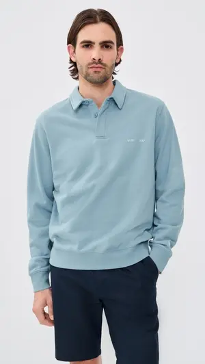 QUIET GOLF Monogram Washed Rugby Sweater