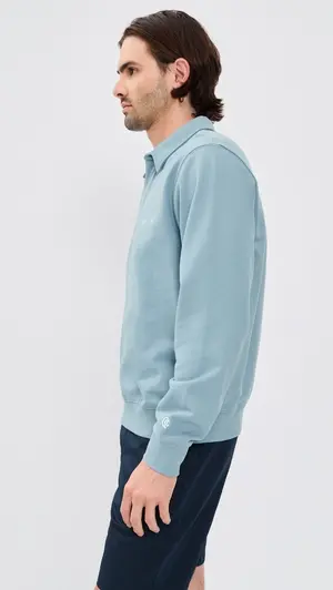 QUIET GOLF Monogram Washed Rugby Sweater