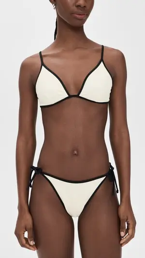 Onia Aimee Bikini Top - Egret/black
