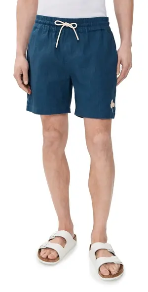 Portuguese Flannel Ramie Shorts With Clover Embroidery