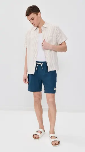 Portuguese Flannel Ramie Shorts With Clover Embroidery
