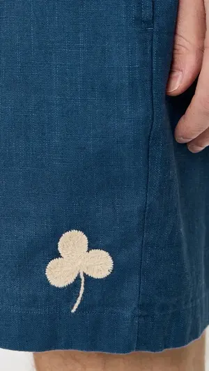Portuguese Flannel Ramie Shorts With Clover Embroidery