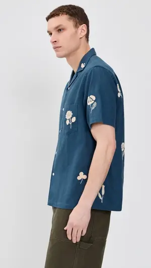 Portuguese Flannel Embroidery Nature Ramie Camp Shirt