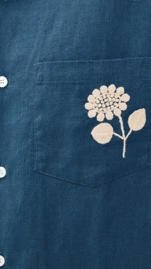 Portuguese Flannel Embroidery Nature Ramie Camp Shirt