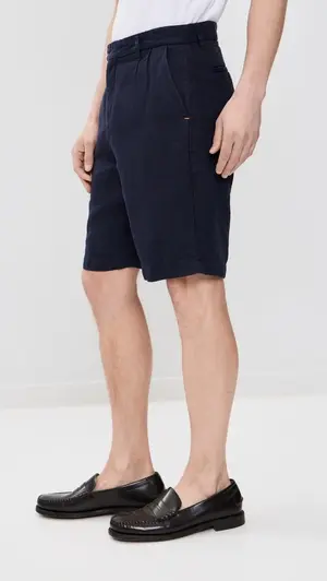 FAR AFIELD Linen Double Pleated Shorts