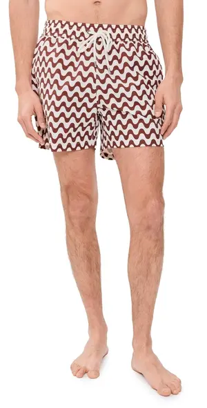 Frescobol Carioca Rio Swim Shorts - Brown/ecru
