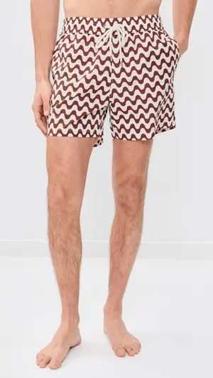 Frescobol Carioca Rio Swim Shorts - Brown/ecru