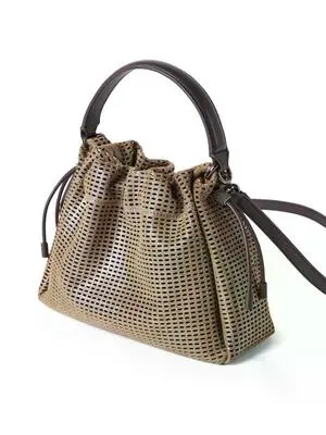 Brunello Cucinelli Small Leather Tote Bag With Monili Embellishment