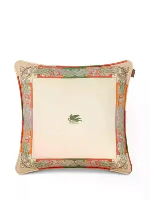 Etro Paisley Foliage Motif Cushion - Neutrals