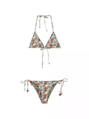 Anjuna Melissa Reversible Printed Crochet-trim Bikini - Neutrals