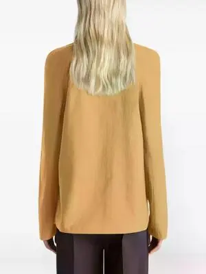 LEMAIRE Ascot Tie-fastening Blouse In Cotton Silk Blend - Yellow
