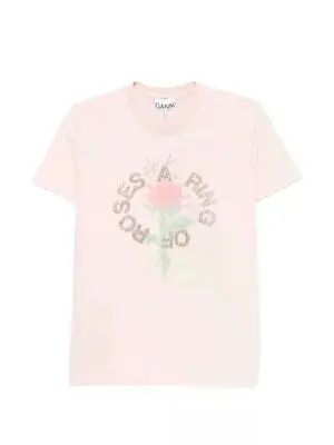 GANNI Graphic-print T-shirt - Pink