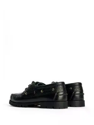 VINNY'S Aztec Crocodile-effect Boat Shoes - Black