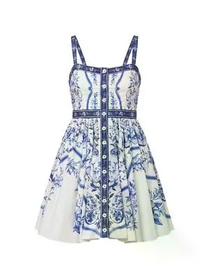 Farm Rio Porcelain Garden Mini Dress - White