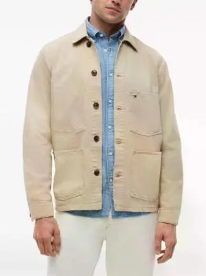 Tommy Hilfiger Embroidered Denim Chore Jacket - Neutrals