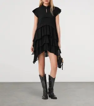 ALLSAINTS Organic Cotton Cavalry Mini Dress - Black