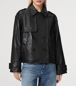 ALLSAINTS Leather Reya Mackintosh Jacket
