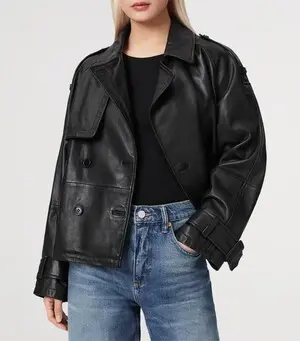 ALLSAINTS Leather Reya Mackintosh Jacket