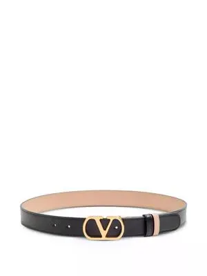 Valentino Garavani Vlogo Signature Reversible Shiny Calfskin Belt 30mm - Black