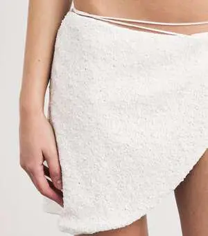Oseree Sequinned Mini Wrap Skirt