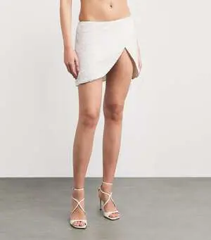 Oseree Sequinned Mini Wrap Skirt