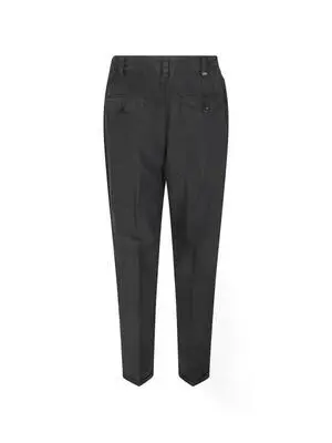 PT TORINO Herringbone Pleated Trousers - Grey