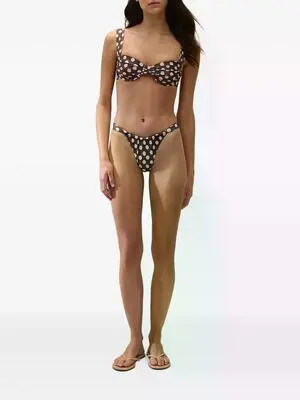 Faithfull The Brand Sol Polka-dot Bikini Top - Brown