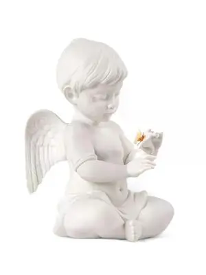 LLADRO Angel With Flower Sculpture - White