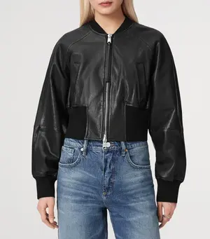 ALLSAINTS Leather Suri Bomber Jacket - Black