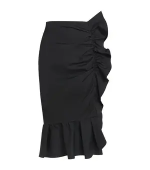 Carolina Herrera Cotton-blend Ruffle Midi Skirt