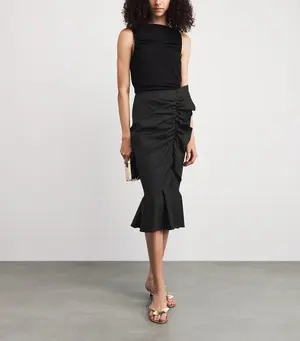 Carolina Herrera Cotton-blend Ruffle Midi Skirt