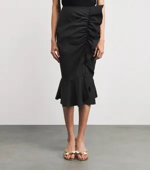 Carolina Herrera Cotton-blend Ruffle Midi Skirt