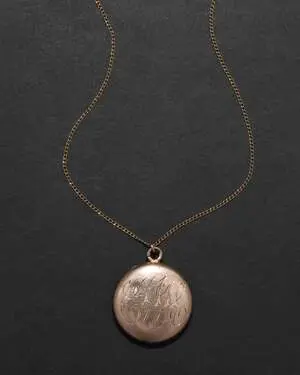 Alexis Bittar Antique 1800s Hand-etched Locket Necklace