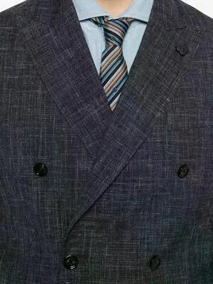 LARDINI Double-breasted Slub-texture Blazer