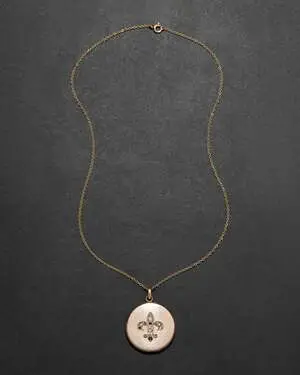 Alexis Bittar Antique Crystal Fleur De Lis Locket Necklace - Gold