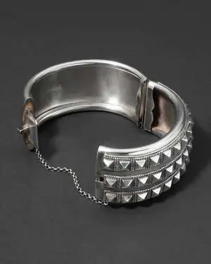 Alexis Bittar Antique British Sterling Hinged Cuff Bracelet
