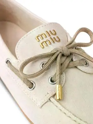 Miu Miu Logo-embroidered Lace-up Loafers