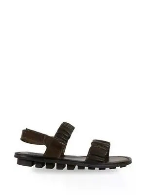 TRIPPEN Pacific Ruched Leather Sandals - Brown