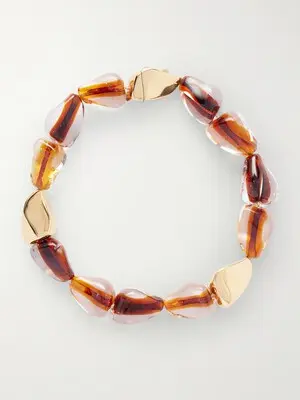 Bottega Veneta Gold-tone Glass Beaded Necklace - Red